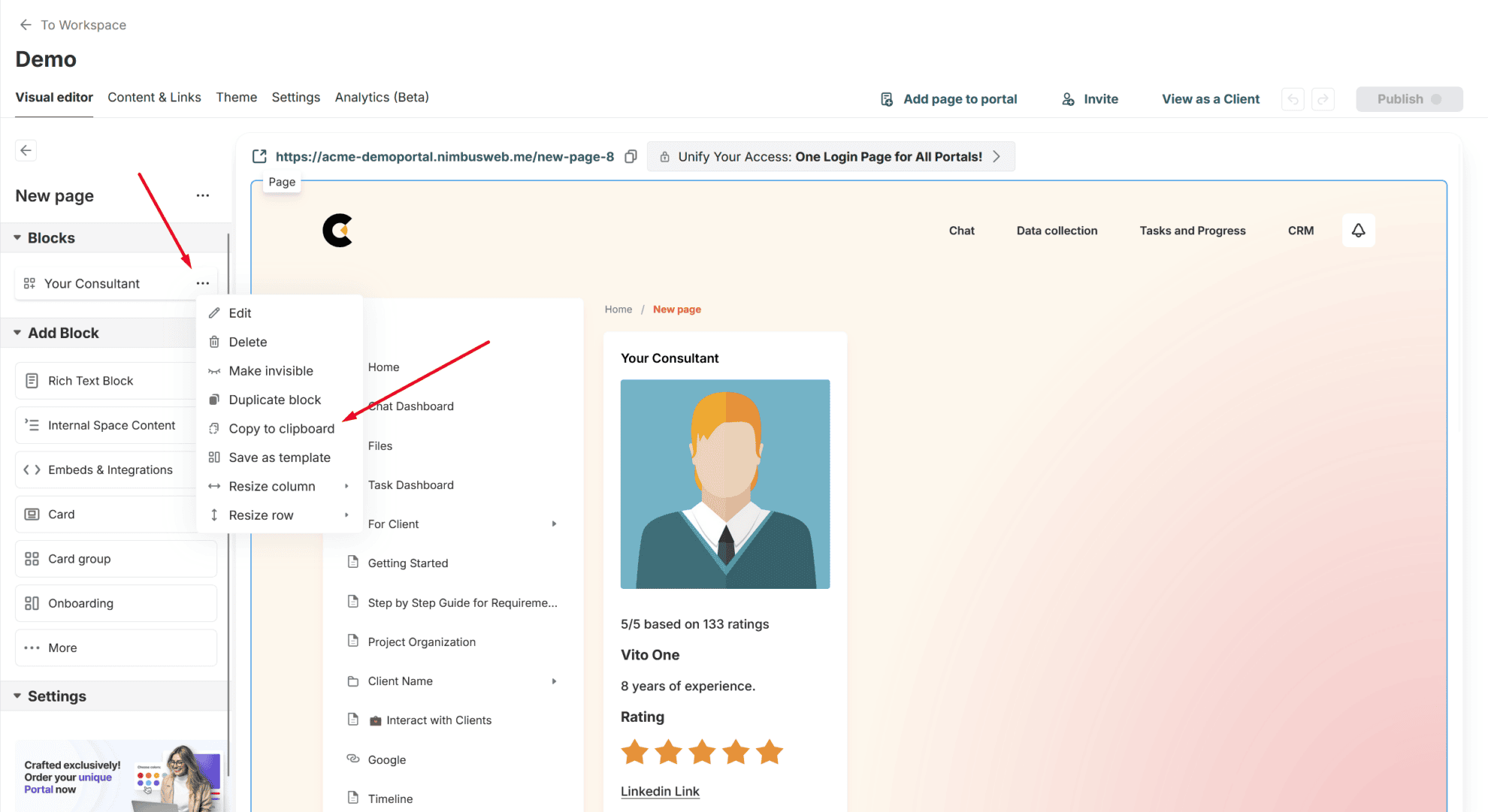 Linked Blocks or Projections - Quick Guide - FuseBase