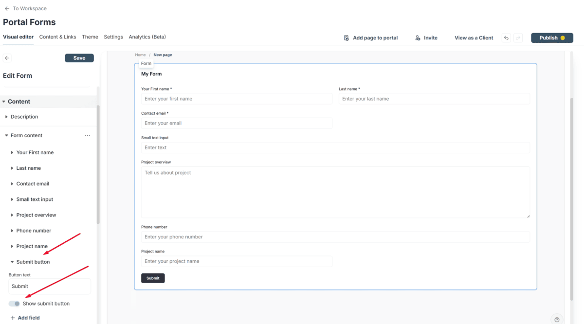Forms - creation and completion of forms on the portal - FuseBase