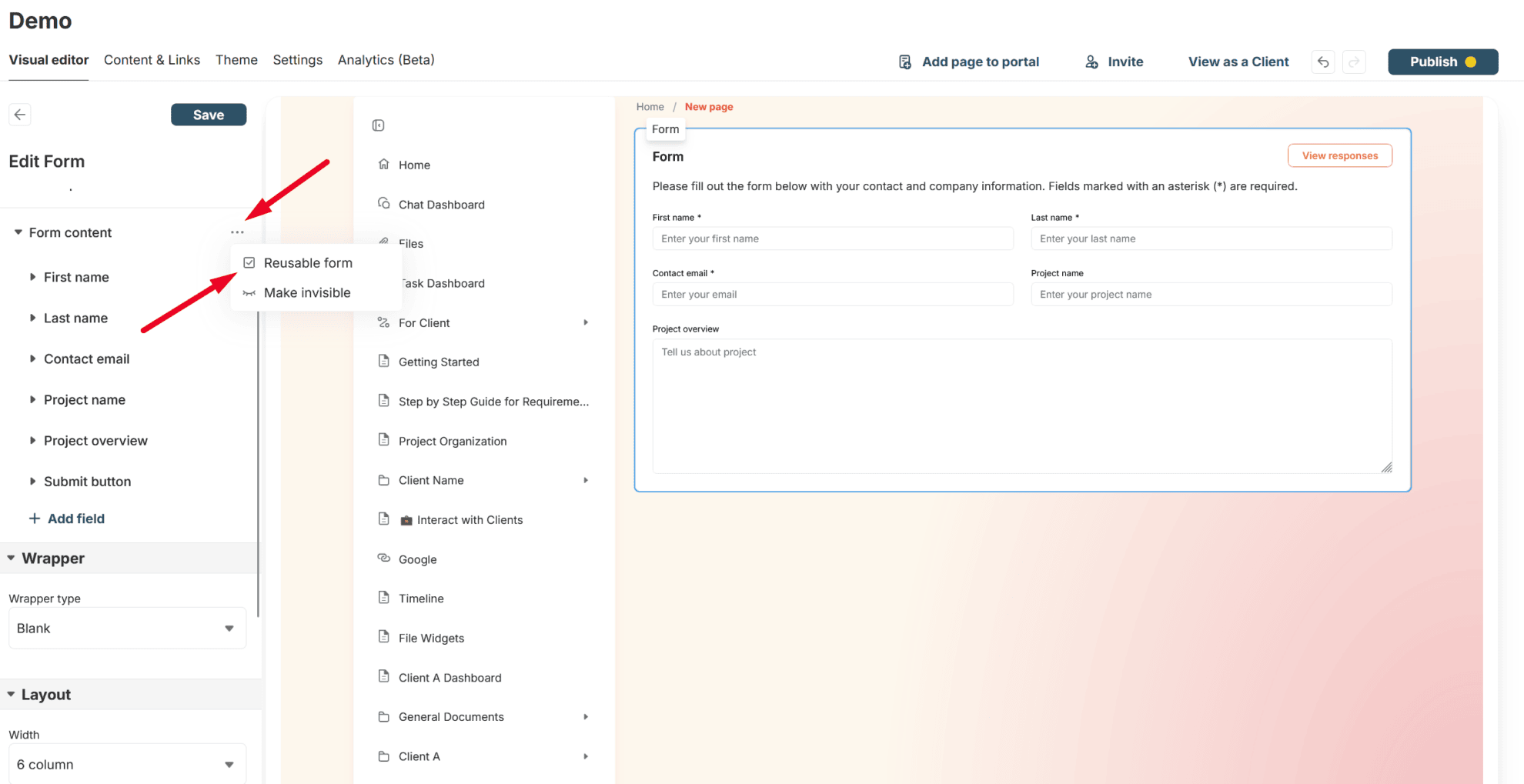 Forms - creation and completion of forms on the portal - FuseBase