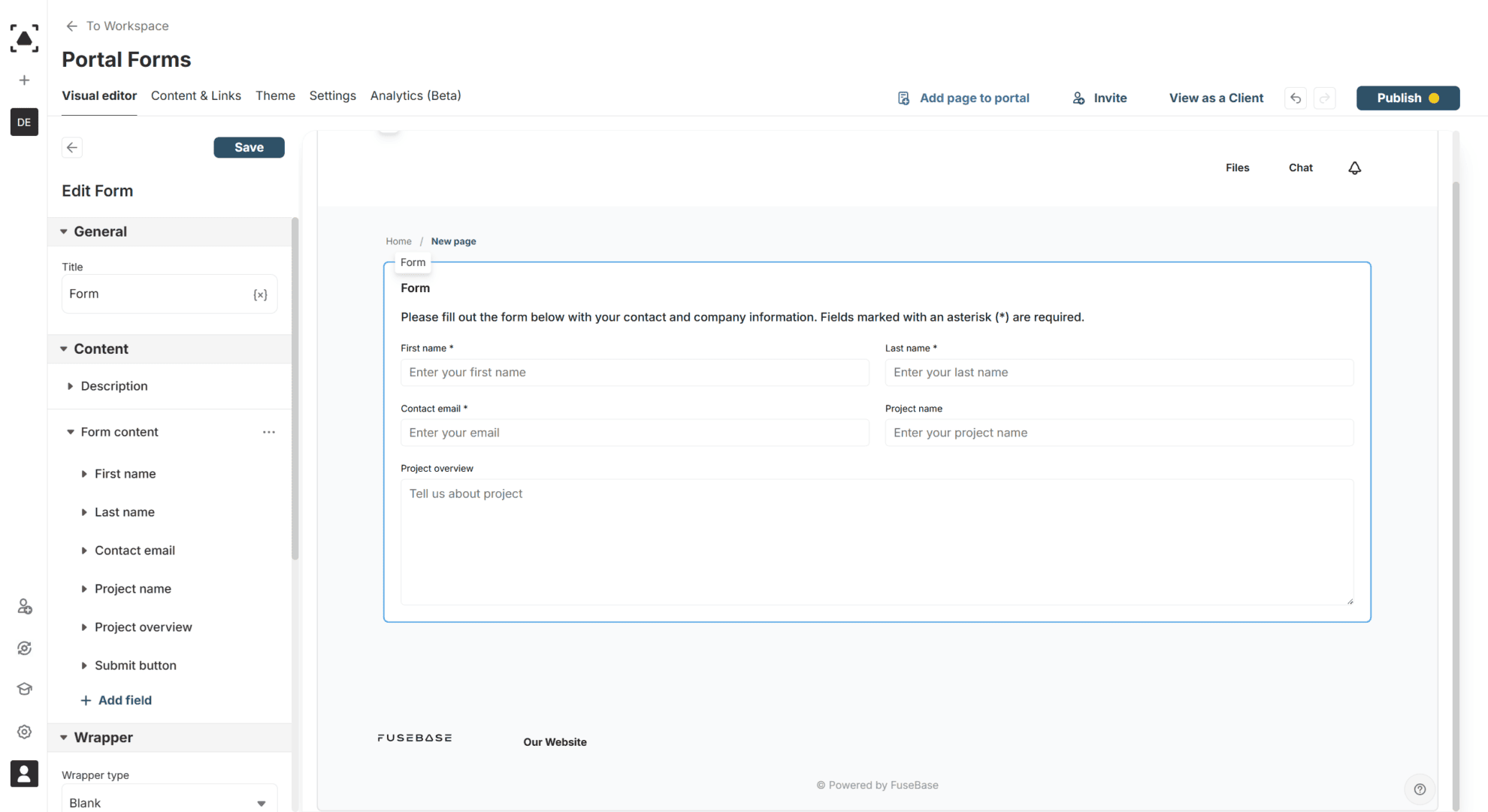 Forms - creation and completion of forms on the portal - FuseBase