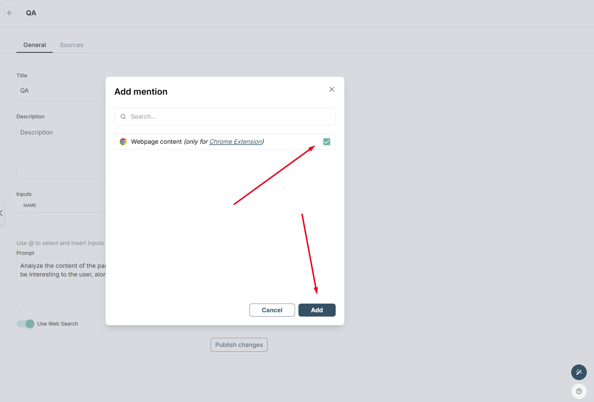 WebPage Context – create AI agent using page content - FuseBase