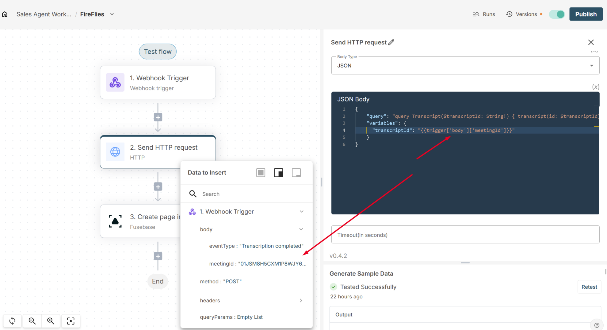 Integration with Firefiles – Retrieving a Transcript - FuseBase