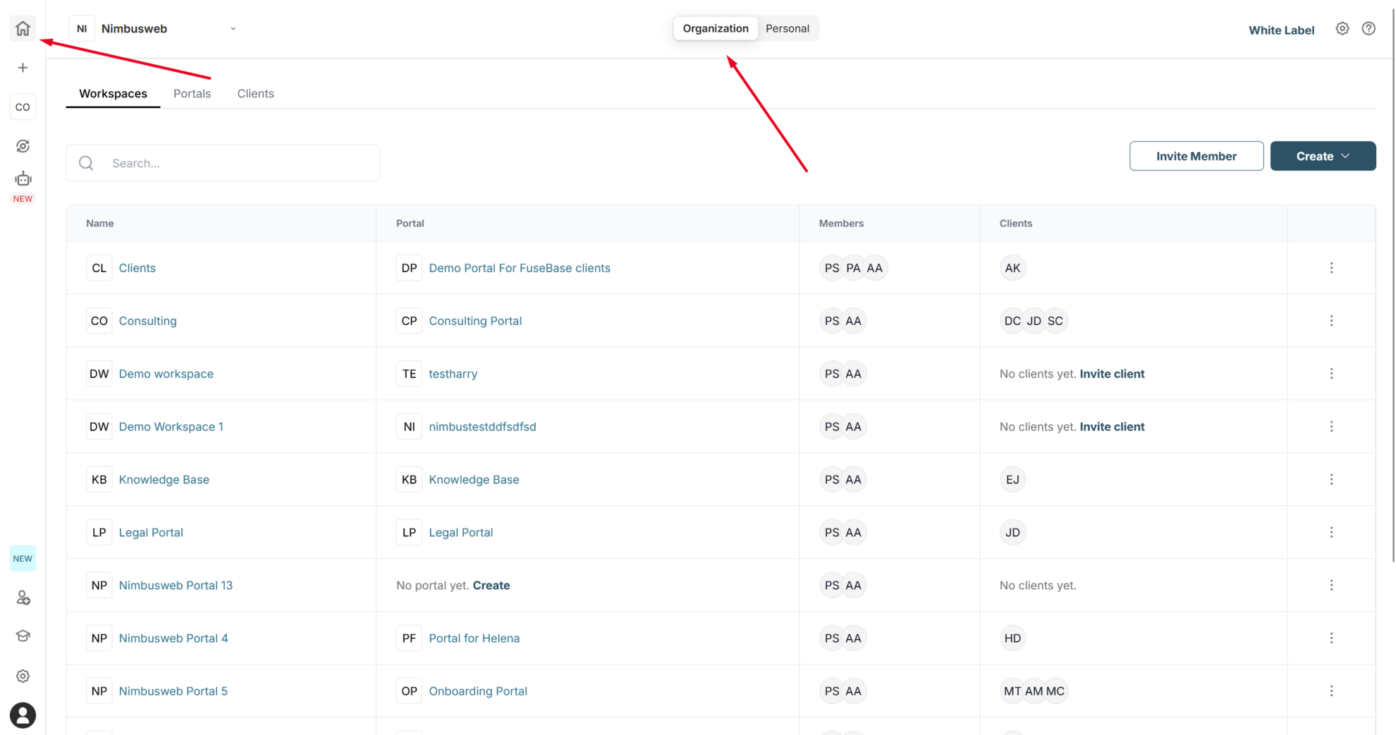 Dashboard Overview: Managing Workspaces, Portals, and Clients - FuseBase