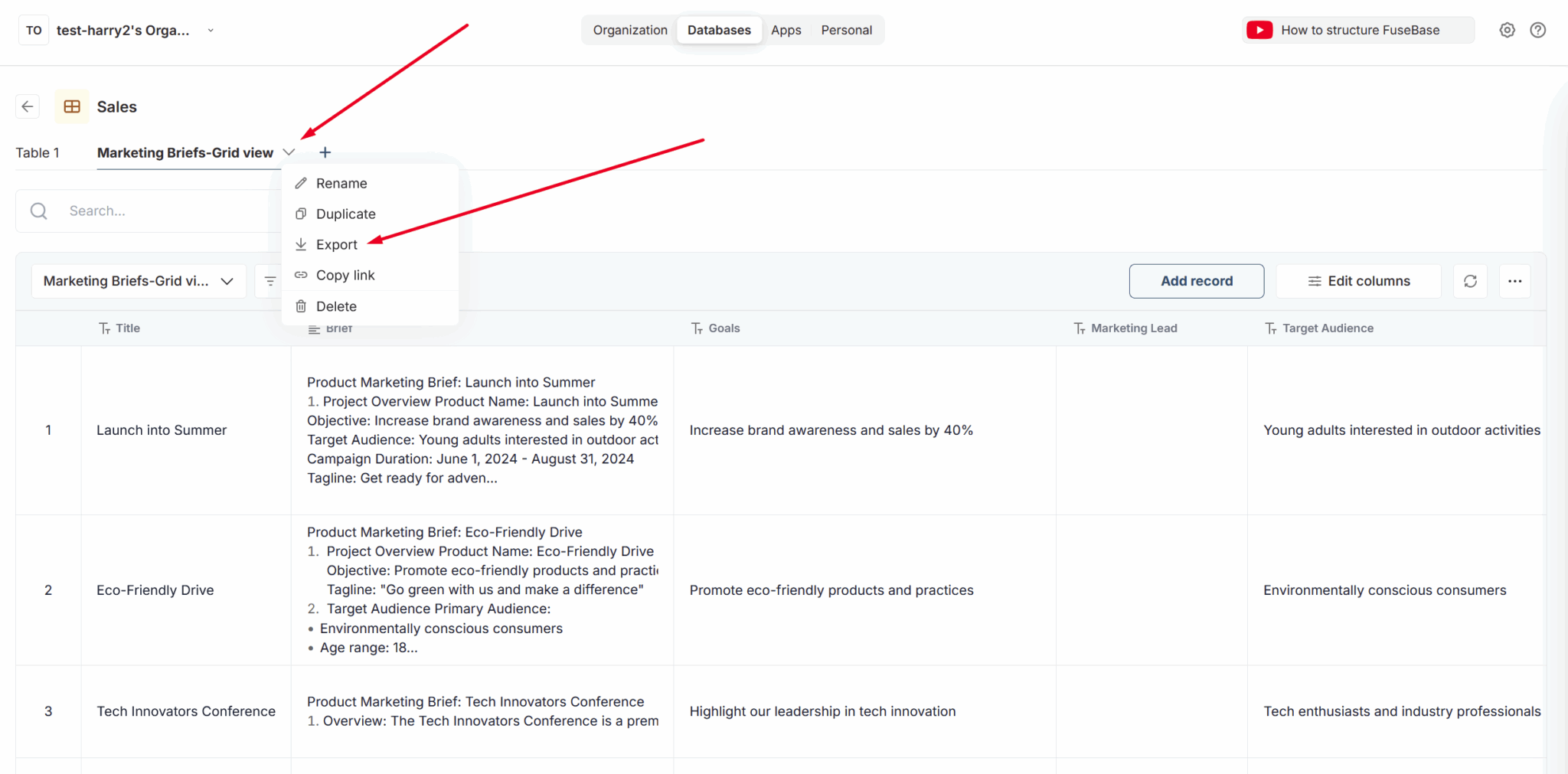 Exporting a Table to CSV - Quick Guide - FuseBase